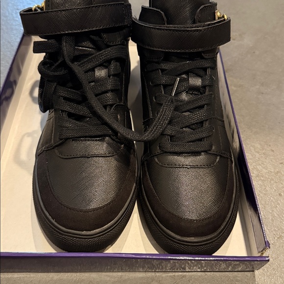 Adore | Shoes | Adore Black And Gold Hightop Sneakers | Poshmark